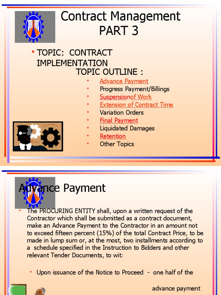 Contract Implementation Part 3: Contract Management | PDF | Guarantee | Liquidated Damages