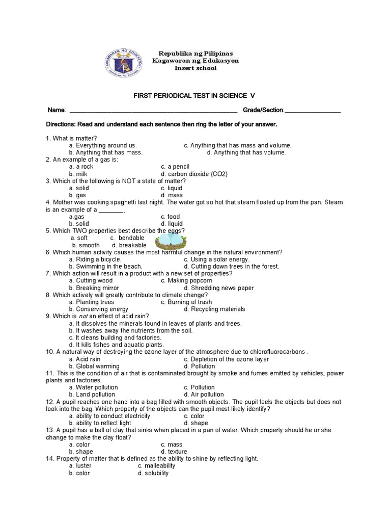 PT - Science 5 - Q1 | PDF | Reuse | Recycling