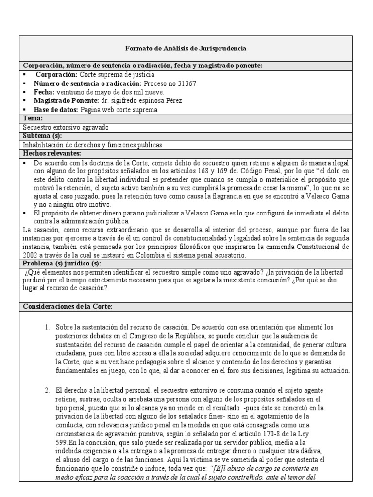 Analisis de Sentencia | PDF | Derecho penal | Caso de ley