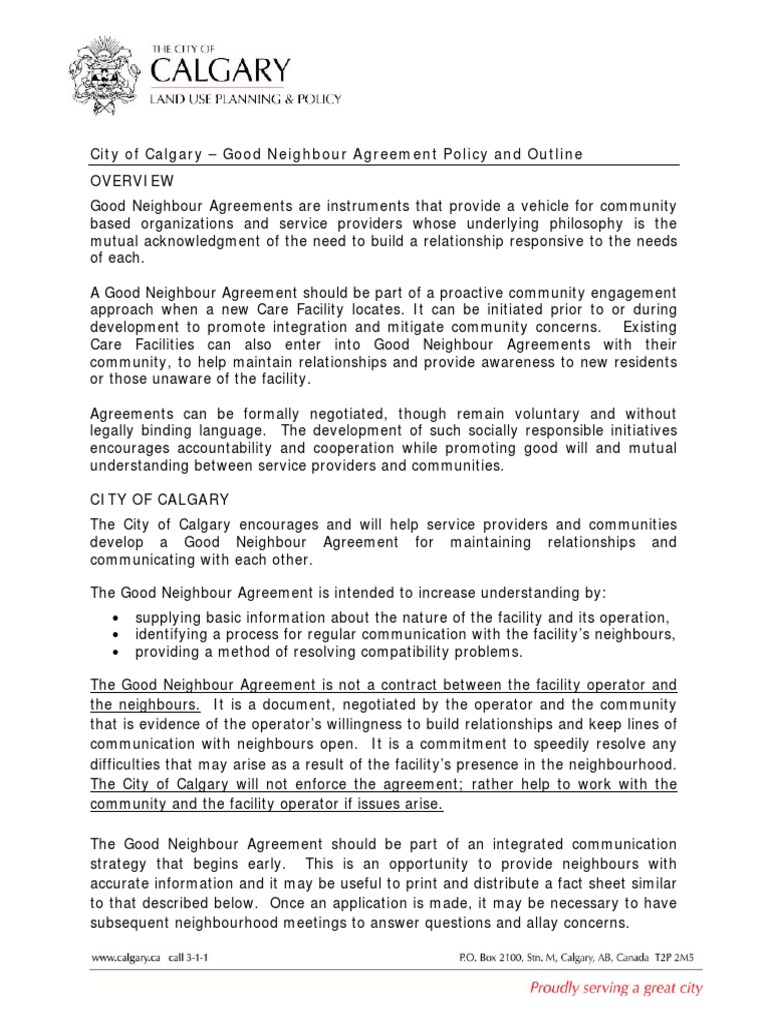 Good Neighbour Agreement Policy and Outline | PDF | Community ...