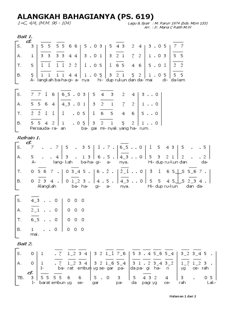 PS 619 - Alangkah Bahagianya (Arr Ir Maria C Ratih M W) | PDF