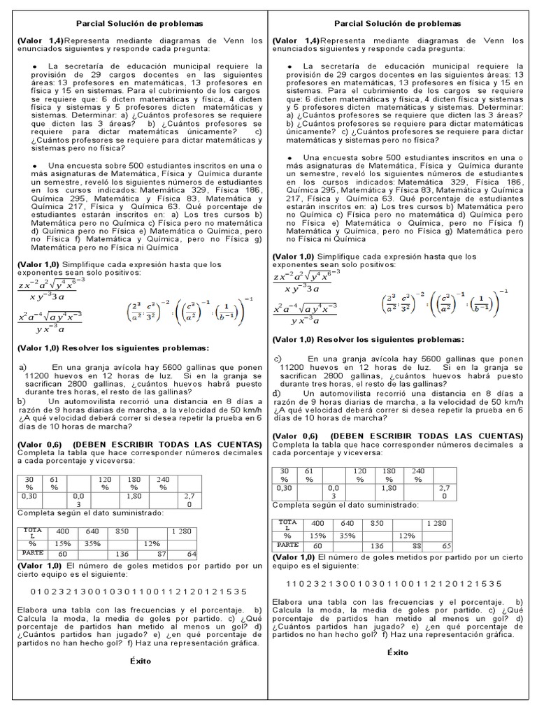 Parcial Solución de Problemas | PDF | Matemáticas | Ciencias fisicas