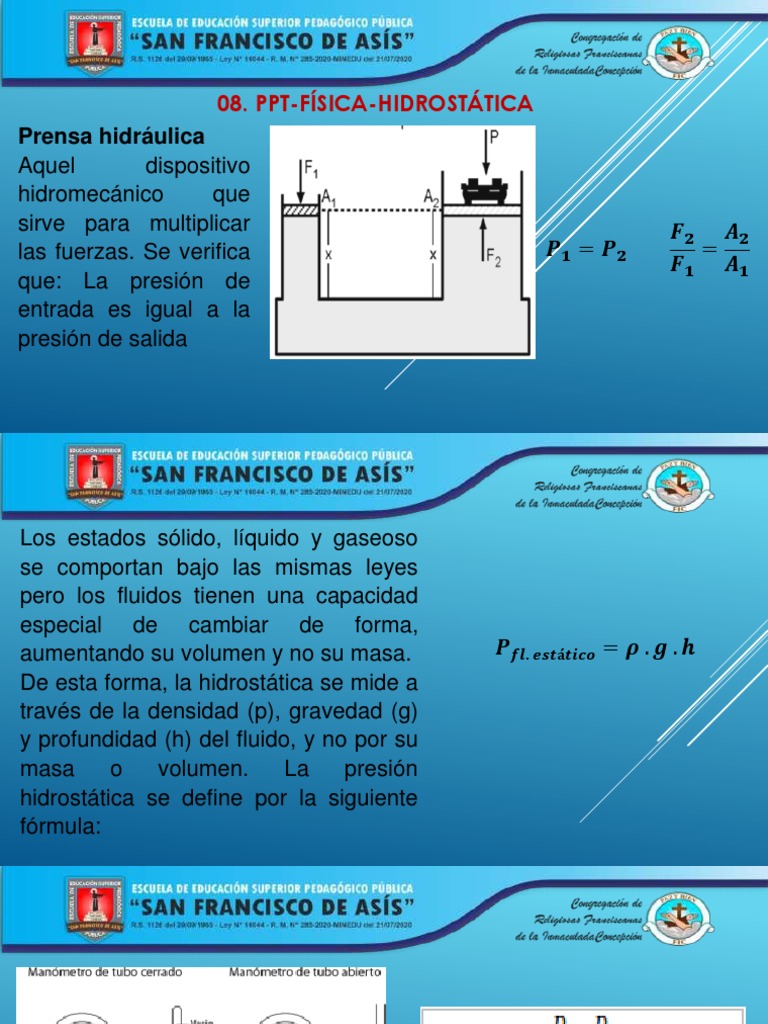 Ejemplos y ejercicios de hidrostática | PDF | Presión | Materiales ...