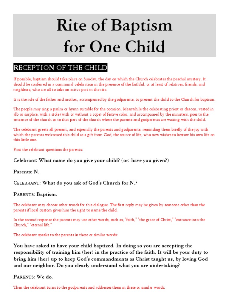 Rite of Baptism | PDF | Baptism | Godparent