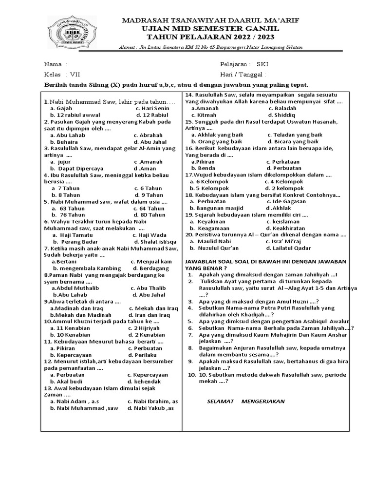 Contoh Kop Soal | PDF