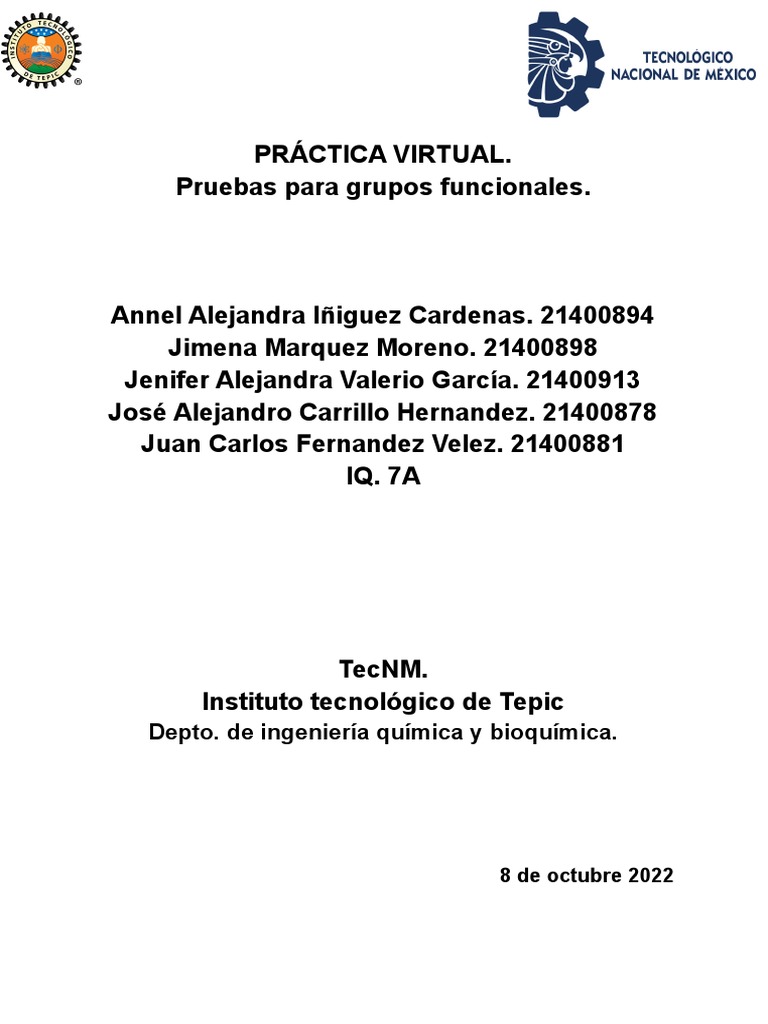 Equipo 5 - Reporte de Práctica Virtual | PDF | Ácido | Hidrocarburos