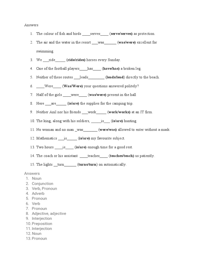 Grade 8 SVA Worksheet Answers | PDF