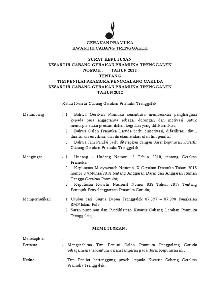 2022 2C - SK Penilai Pramuka Garuda Penggalang | PDF