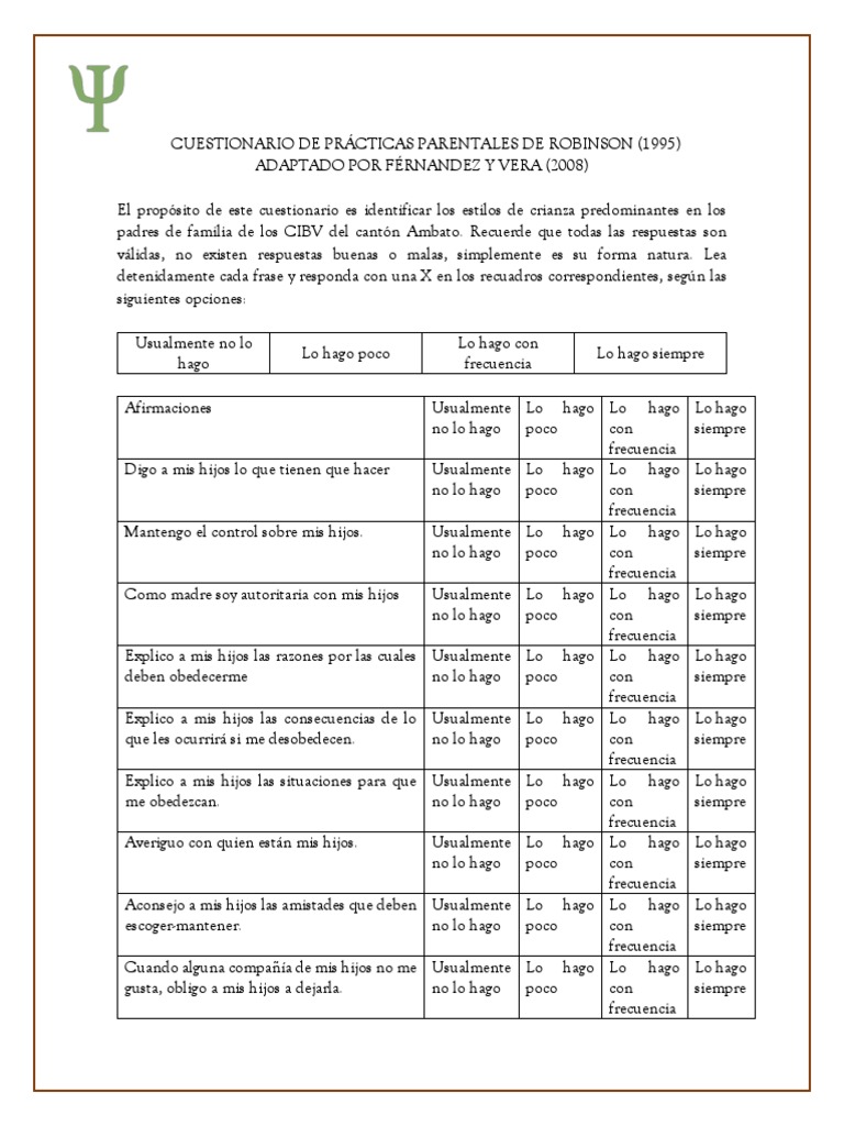 Test de Actitudes Parentales | PDF | Sicología