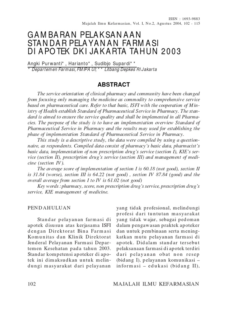 Jurnal Gambaran Pelaksanaan Standar Pelayanan Farmasi Di Apotek