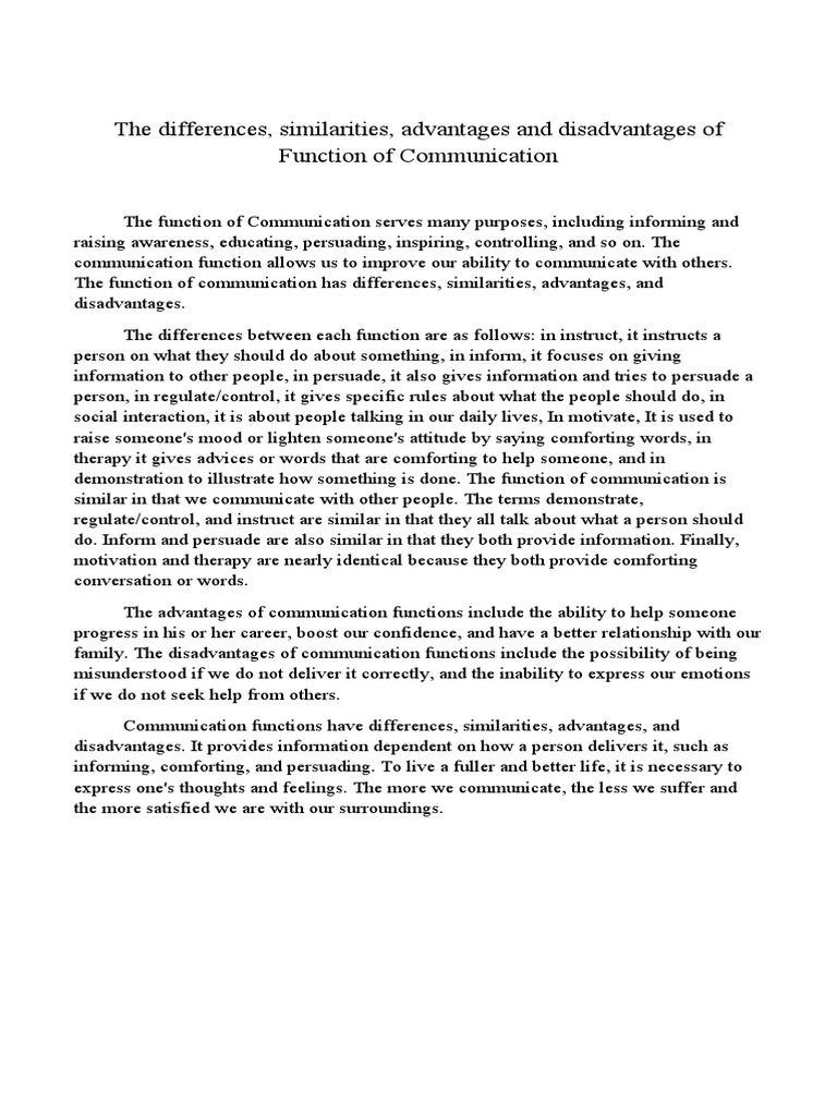 Communication Functions: Pros and Cons | PDF