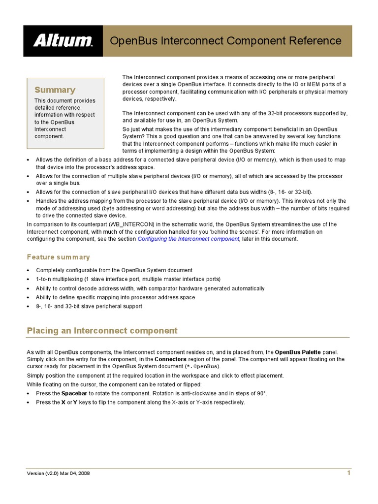 Tr0170 Openbus Interconnect Component Reference Pdf Central Processing Unit Input Output