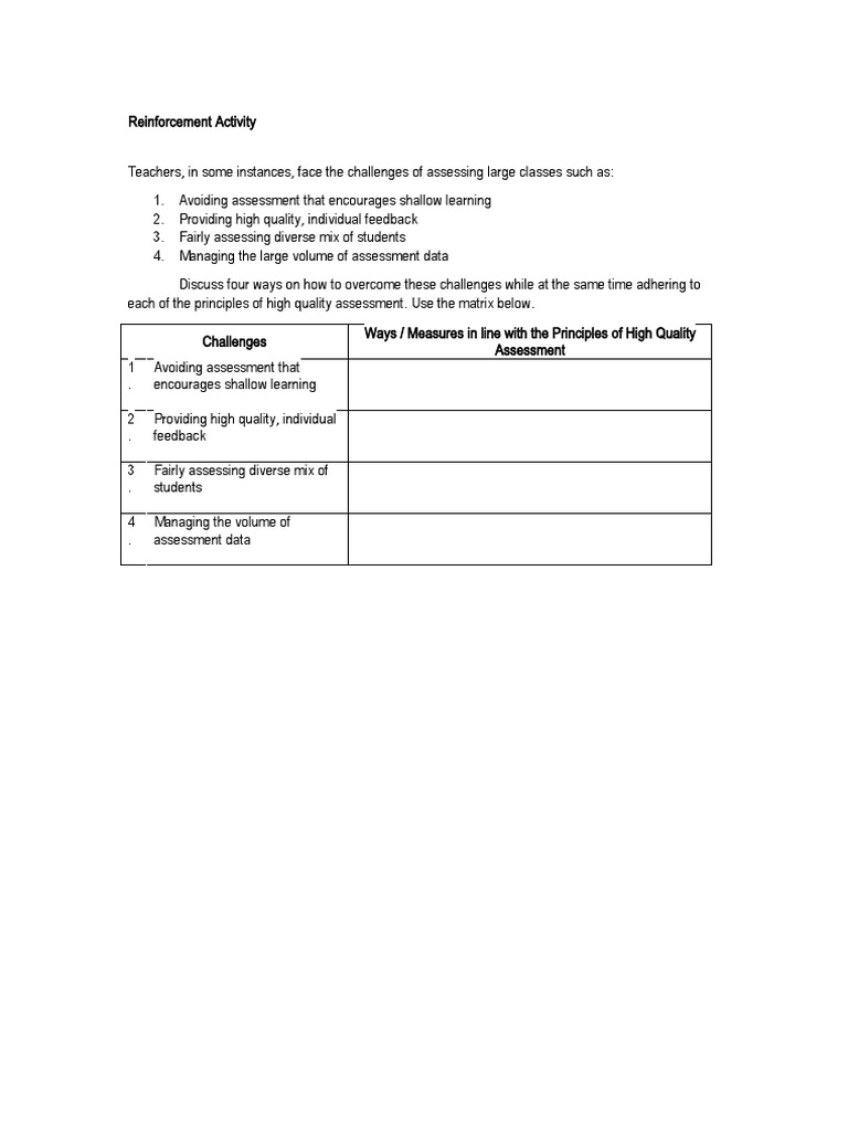 Reinforcement Activity | PDF