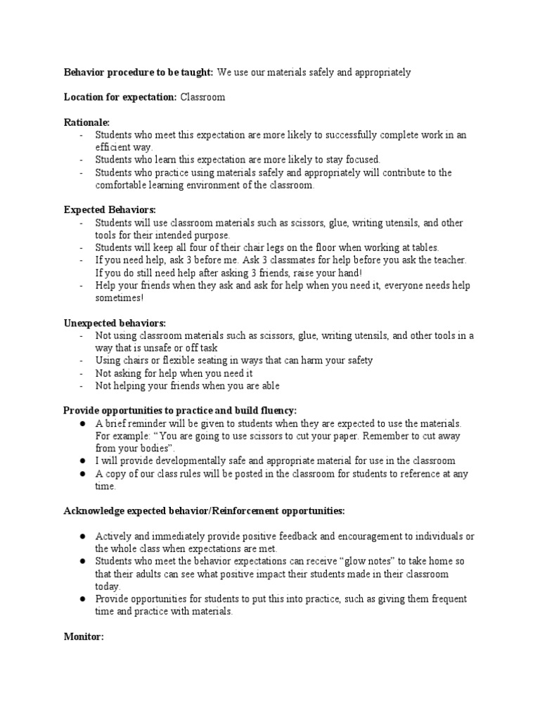 Classroom Rules Lesson Plan One | PDF | Classroom | Lesson Plan