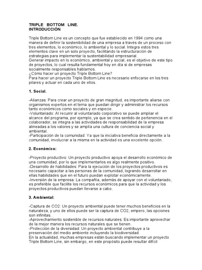 Qué es el Triple Bottom Line | PDF | Negocios