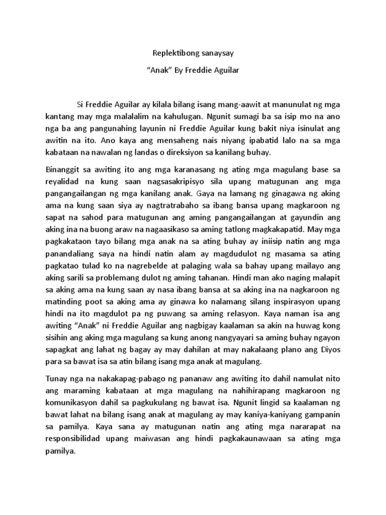 Replektibong Sanaysay | PDF