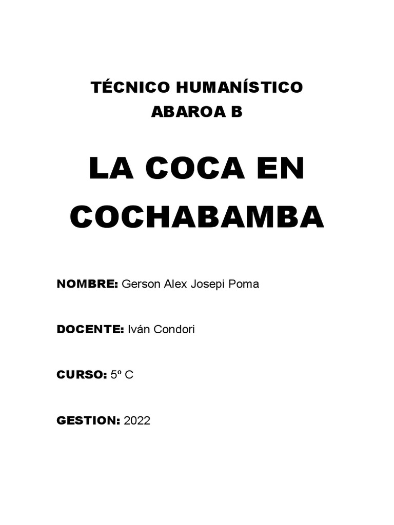 Técnico Humanístico Abaroa B Investigacion | PDF | Cocaína