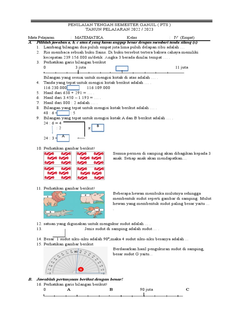 SISWA SOAL PTS MAT KELAS 4 Kurmer | PDF