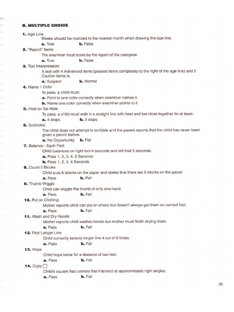 Denver II Training Manual Self-Evaluation | PDF