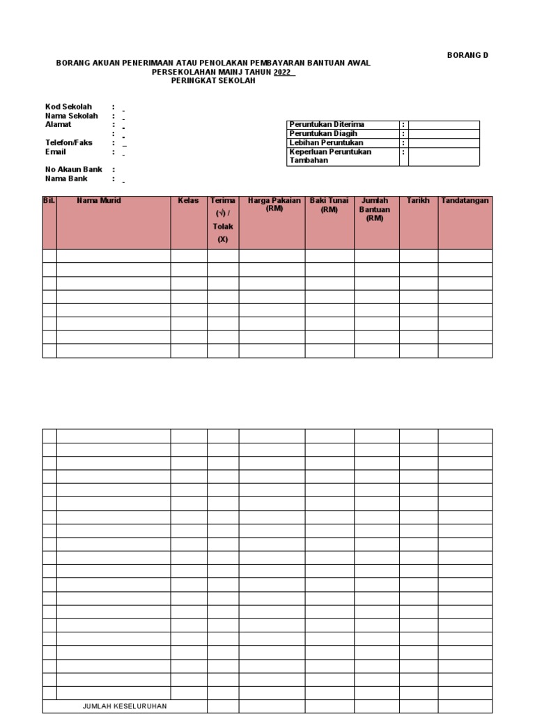 Borang Penerimaan Bantuan BAP MAINJ (RM200) | PDF