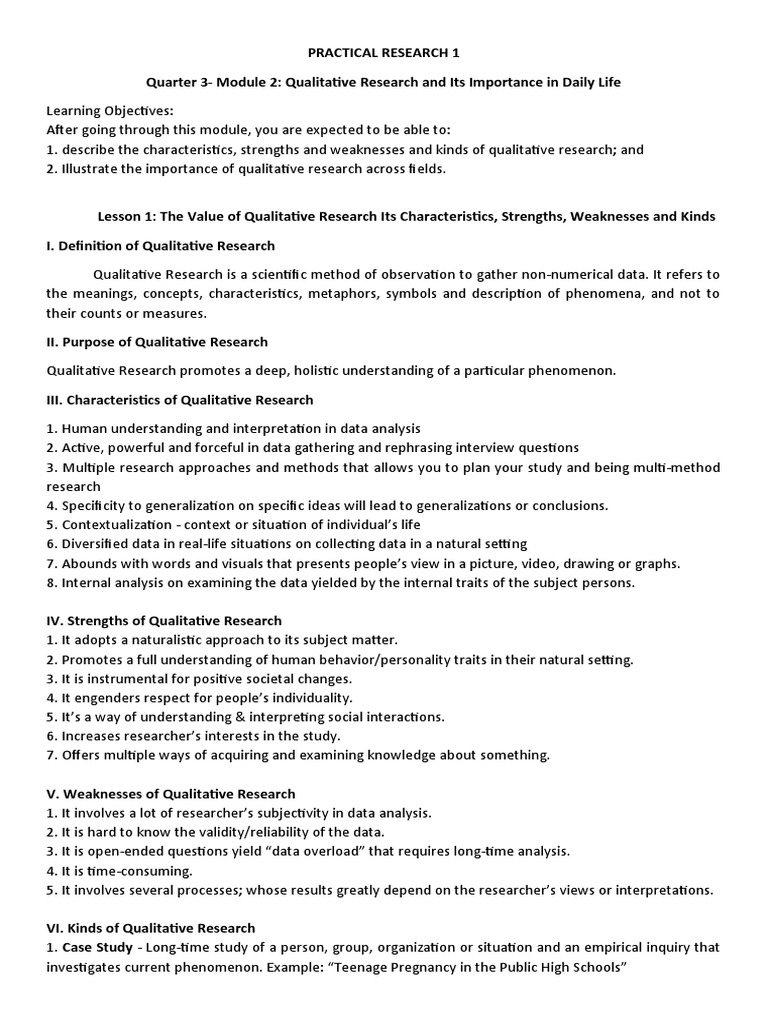 Module 2 Practical Research 1 | PDF | Qualitative Research | Science