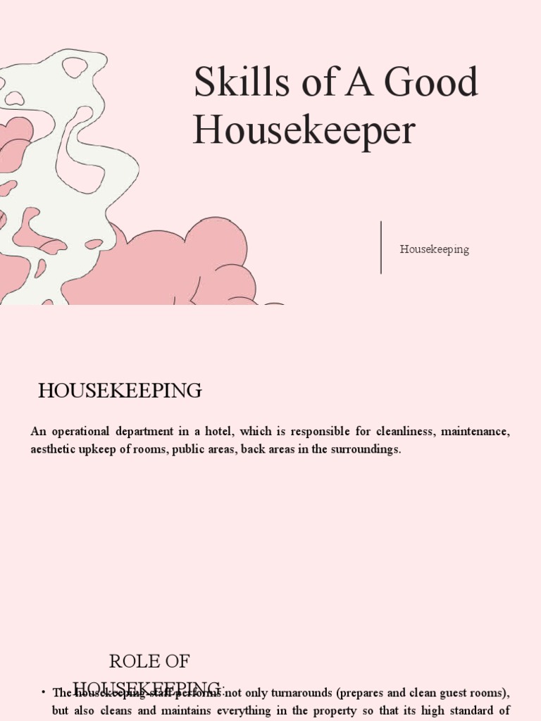 Skills of A Good Housekeeper 1 | PDF | Hotel | Housekeeping