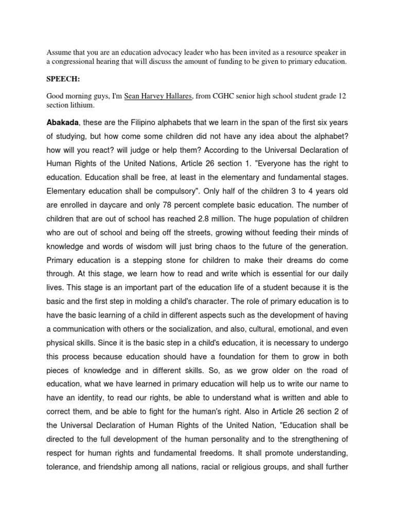 UCSP Campaign Speech. | PDF | Primary Education | Schools