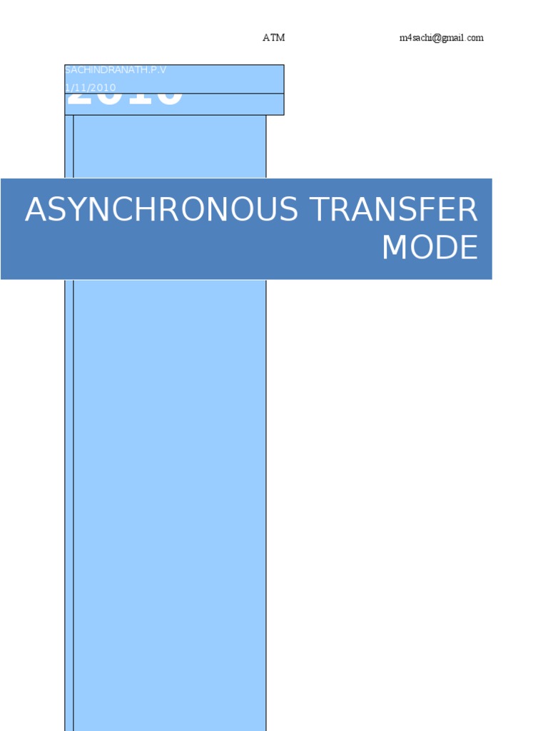 Asynchronous Transfer Mode: Sachindranath.P.V 1/11/2010 | Download Free ...