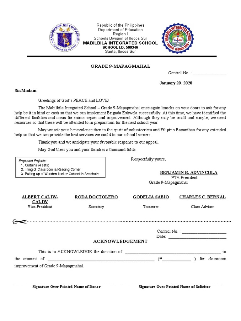 Solicitation Letter - Brigada g9 | PDF