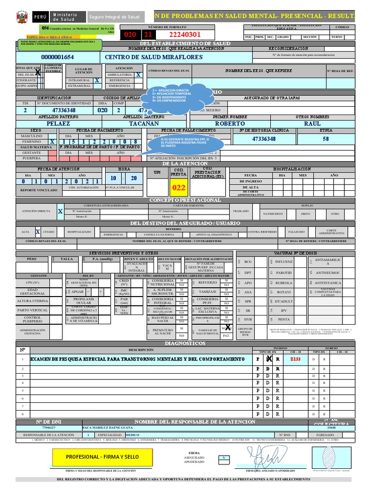Llenado de Fua de Salud Mental | PDF | Especialidades Medicas | Medicina