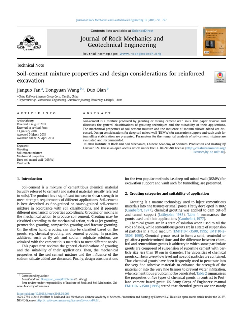 Soil-Cement Mixture Properties and Design Consideratios For Reinforced ...