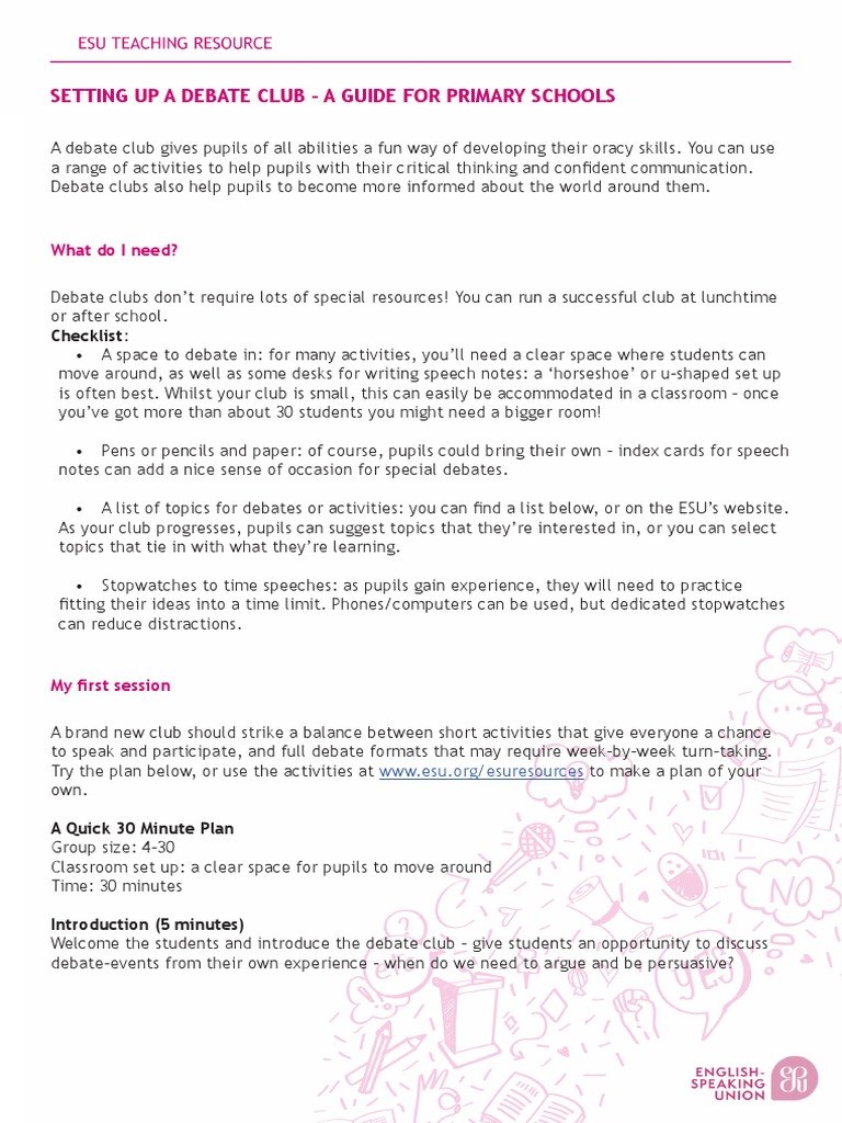 Setting Up A Debate Club - A Guide For Primary Schools | PDF ...