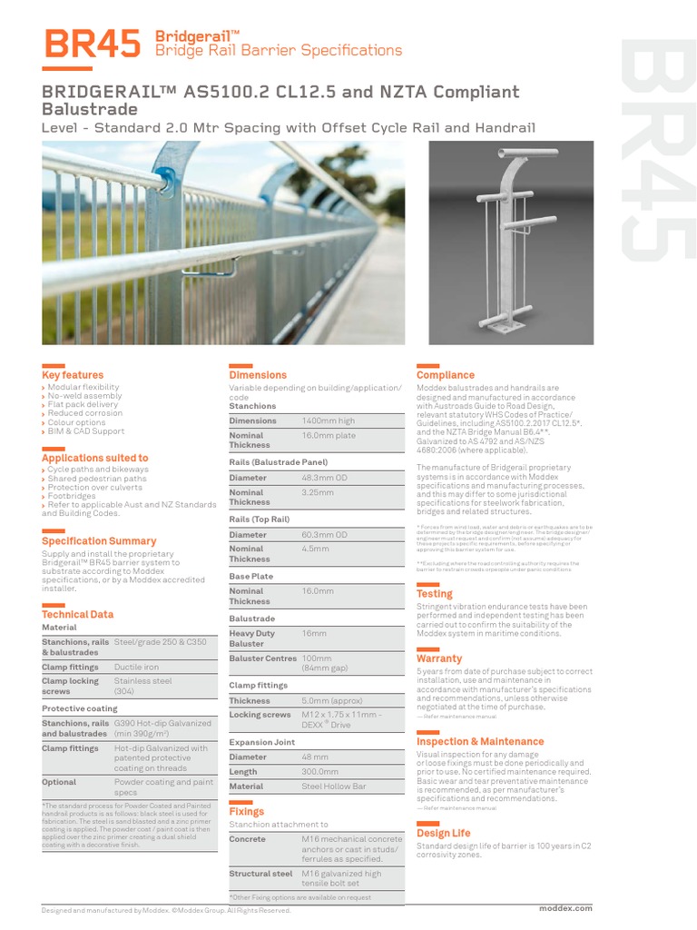 MDX - Specifications Doc - Bridgerail BR45 | PDF | Galvanization | Road