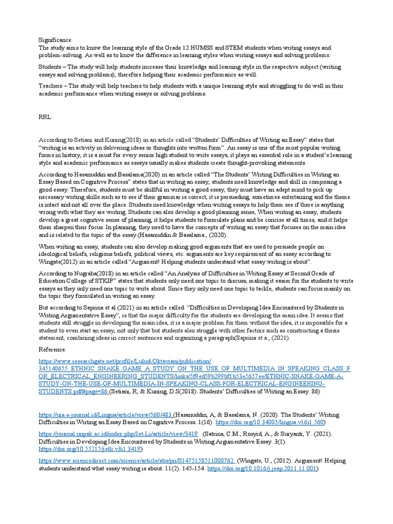Significance and RRL Revised | PDF