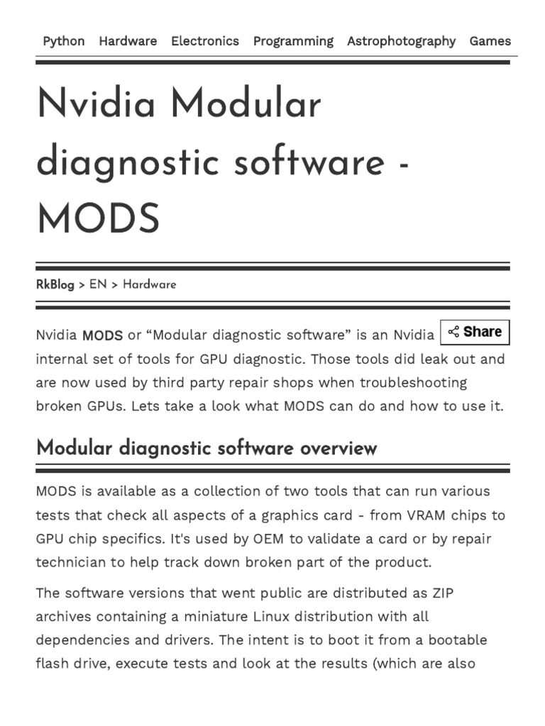 RkBlog - Nvidia Modular Diagnostic Software - MODS | PDF | Graphics Processing Unit | Booting