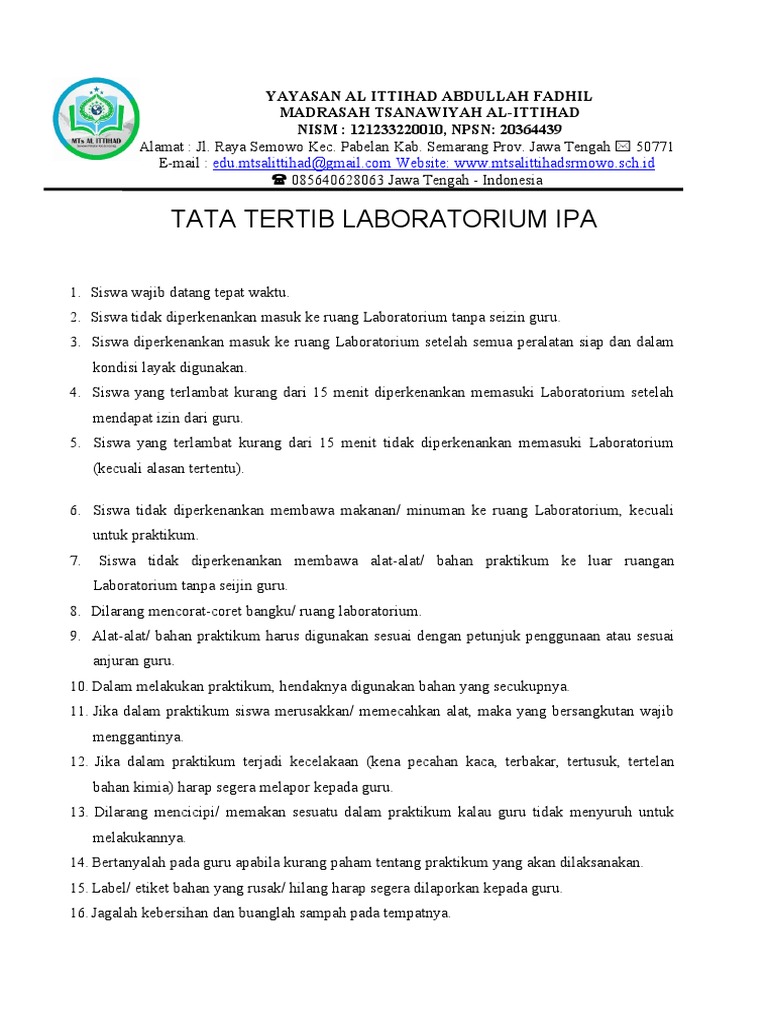 Tata Tertib Lab Ipa | PDF