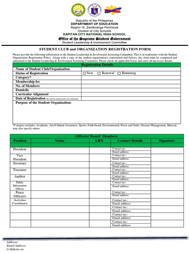 Student Organization Registration Form | PDF | Justice | Crime & Violence