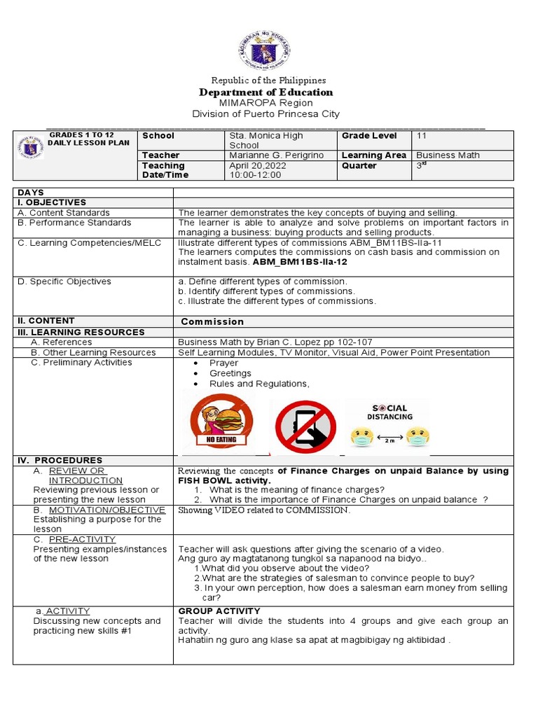 Perigrino Marianne Semi Detailed Lesson Plan Pandemic 2021 2022 | PDF ...