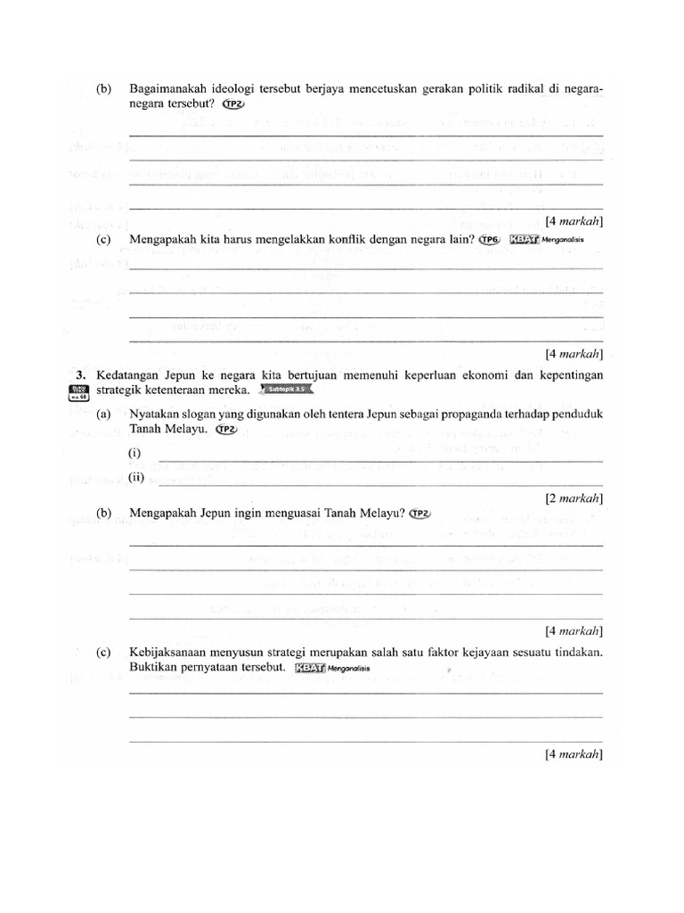 Latihan Sej t4 Bab 3 | PDF