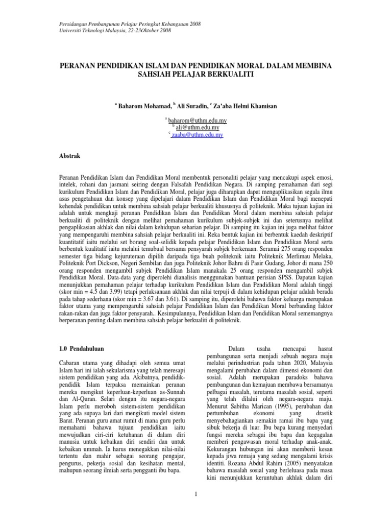 Peranan Pendidikan Islam Dan Pendidikan | PDF | Karier & Perkembangan | Kesehatan Holistik