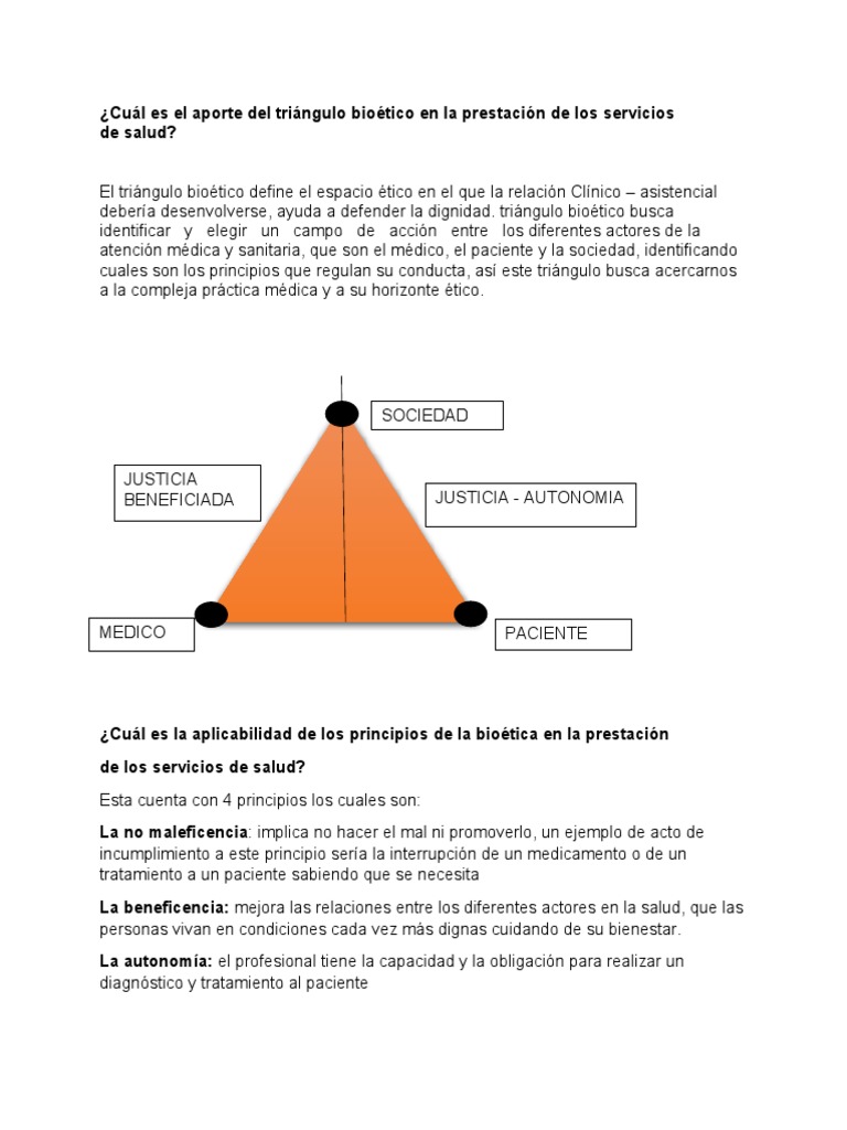 El aporte del triángulo bioético y los principios de la bioética en la ...