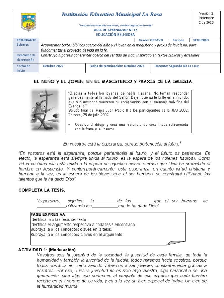 Guia17-Religion Octavo | PDF