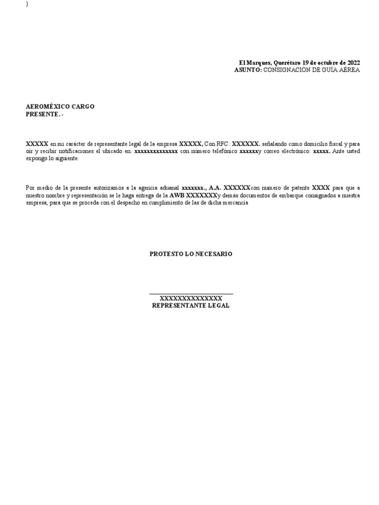 Aicm Carta Consignacion de Guias | PDF