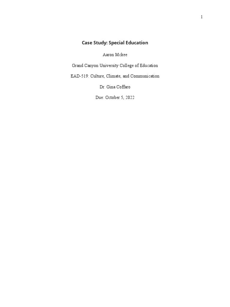 Ead 519 Case Study Special Education | PDF | Special Education