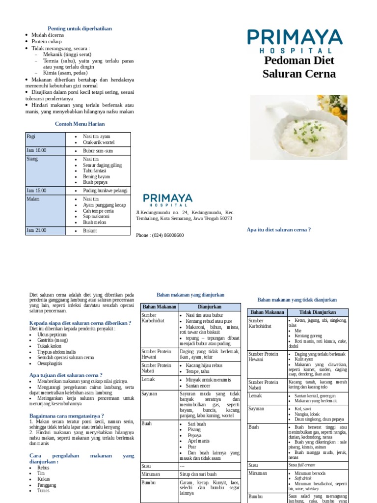 Leaflet Pedoman Diet Sal. Cerna | PDF