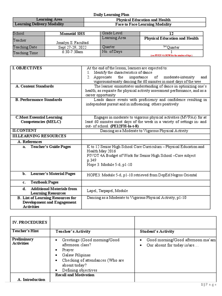 DLP-PE-12 - Week 6 | PDF | Dances | Learning