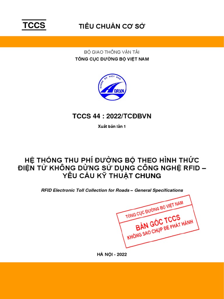 TCCS 44 2022 Yeu Cau Ky Thuat Chung RFID Final | PDF