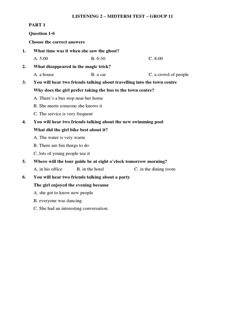Listening 2 | PDF | Sports & Recreation | Language Arts & Discipline