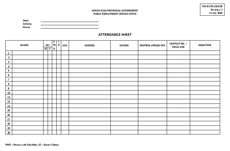 attendance sheet (MULTI) 2022_Applicants | PDF