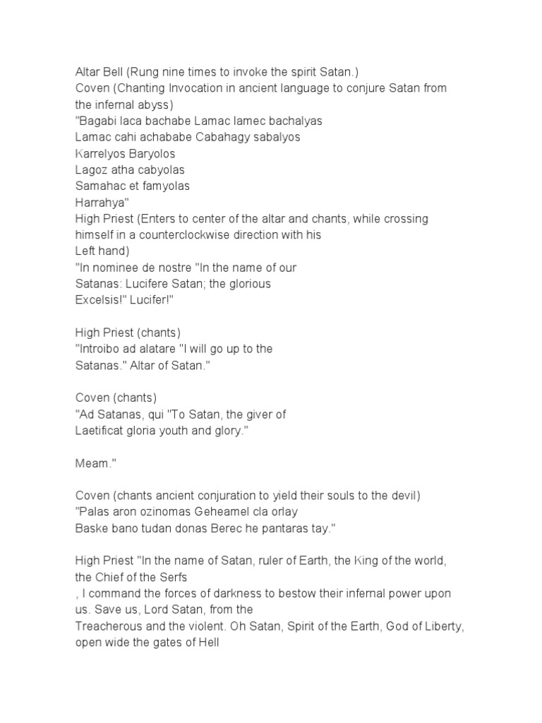 Satanic Ritual Invocation and Sacrament | PDF | Satan | Eucharist